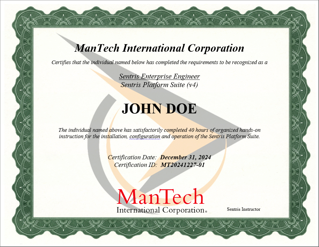 Sentris® Enterprise Engineer Training (Earn this Badge) – ManTech ...